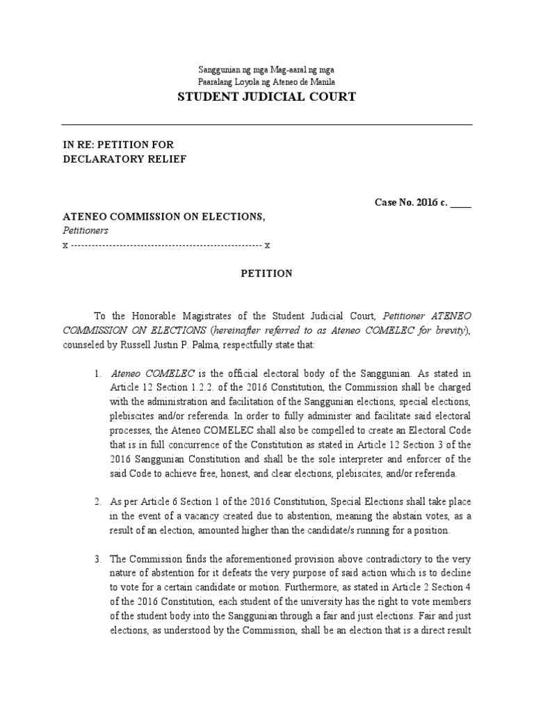 Petition for Declaratory Relief | Nullification (U.S. Constitution ...