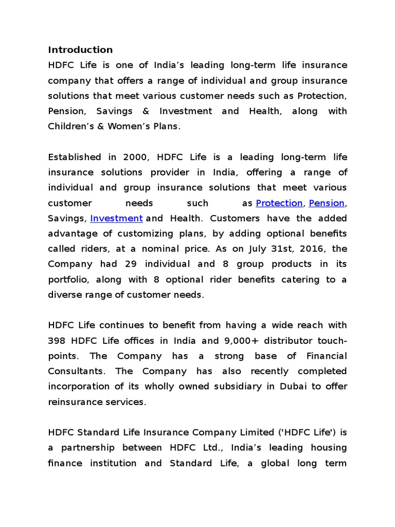 Introduction of HDFC | PDF | Investing | Service Industries