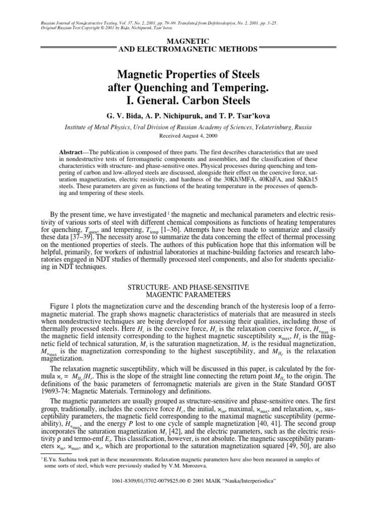 Magnetic Properties of Steels | PDF | Steel | Electrical Resistivity ...