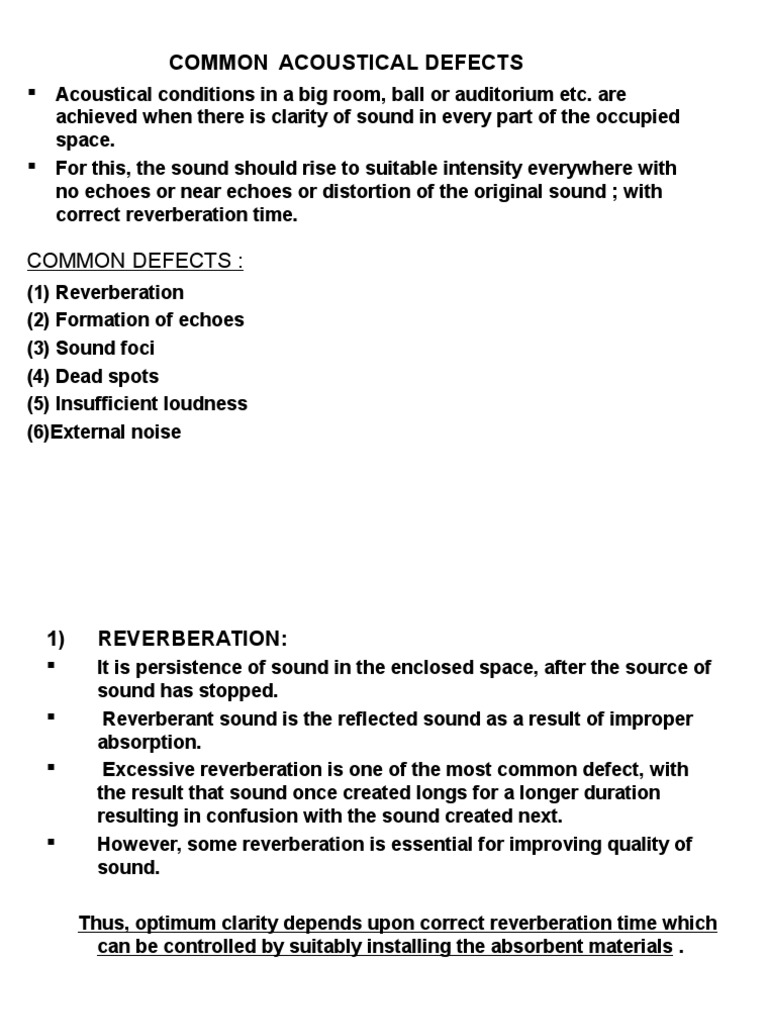 03 Acoustical Defects | PDF | Sound | Reflection (Physics)