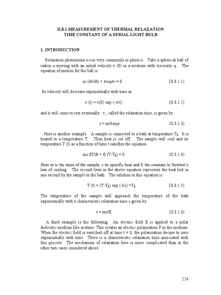 Relaxation Time Constant of A Serial Bulb | PDF | Alternating Current ...