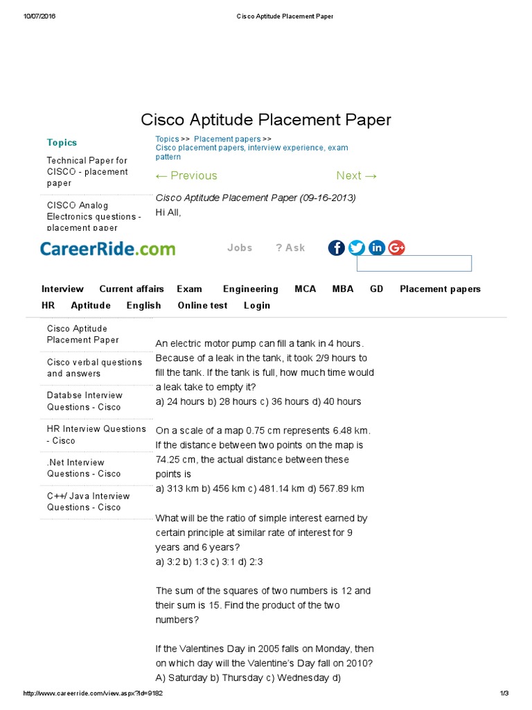 Aptitude Placement Paper | PDF | Test (Assessment) | Computing