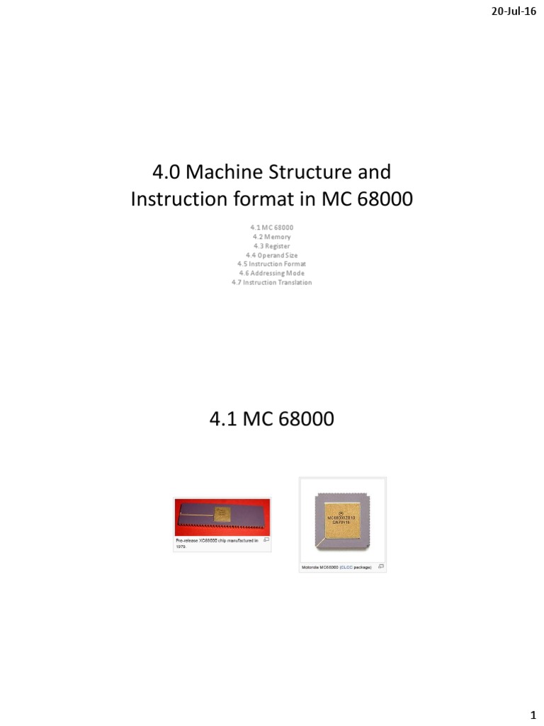 Machine Structure and Instruction Format MC68000) | PDF | Assembly ...