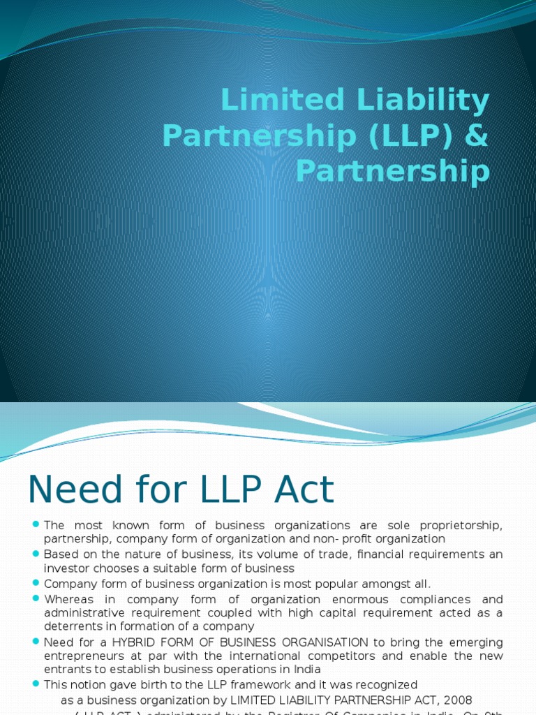 LLP Partnership Guide: Structure, Advantages & Key Elements | PDF ...