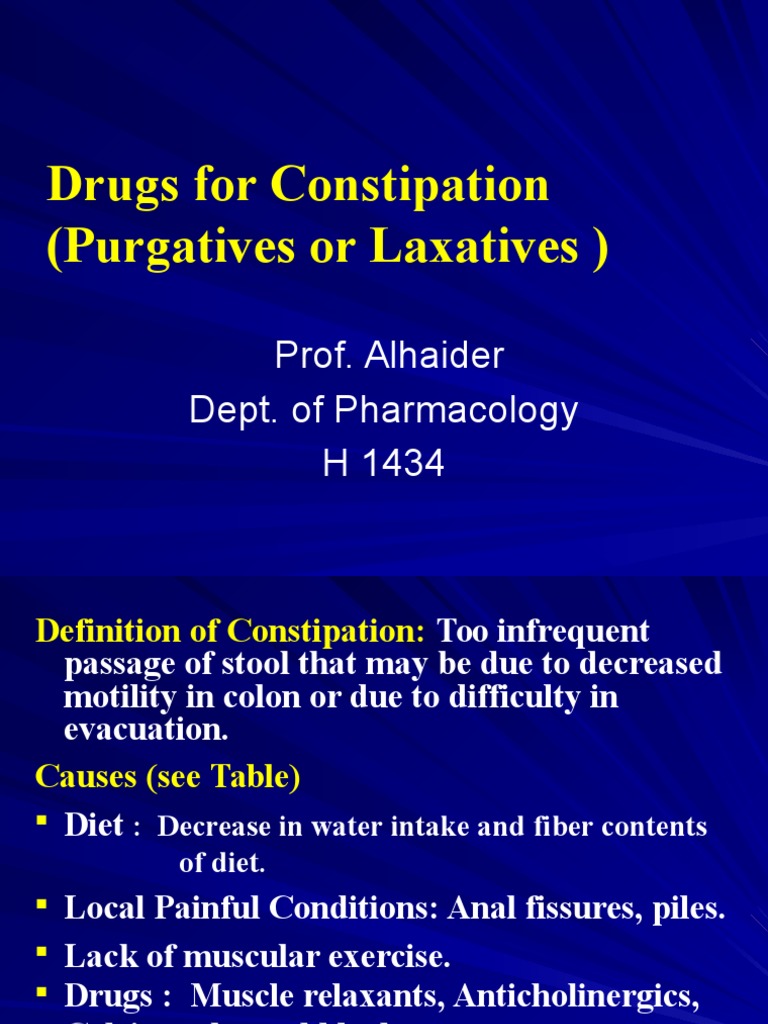 Pharmacology of Constipation Treatments | PDF | Constipation | Dietary ...