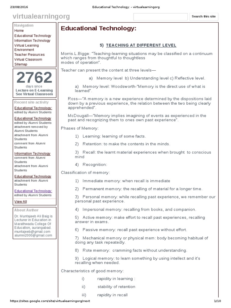 Levels Of Teaching Pdf Memory Communication