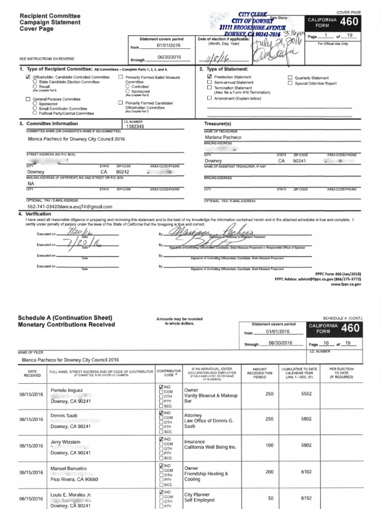 Blanca Pacheco 460 Form | PDF