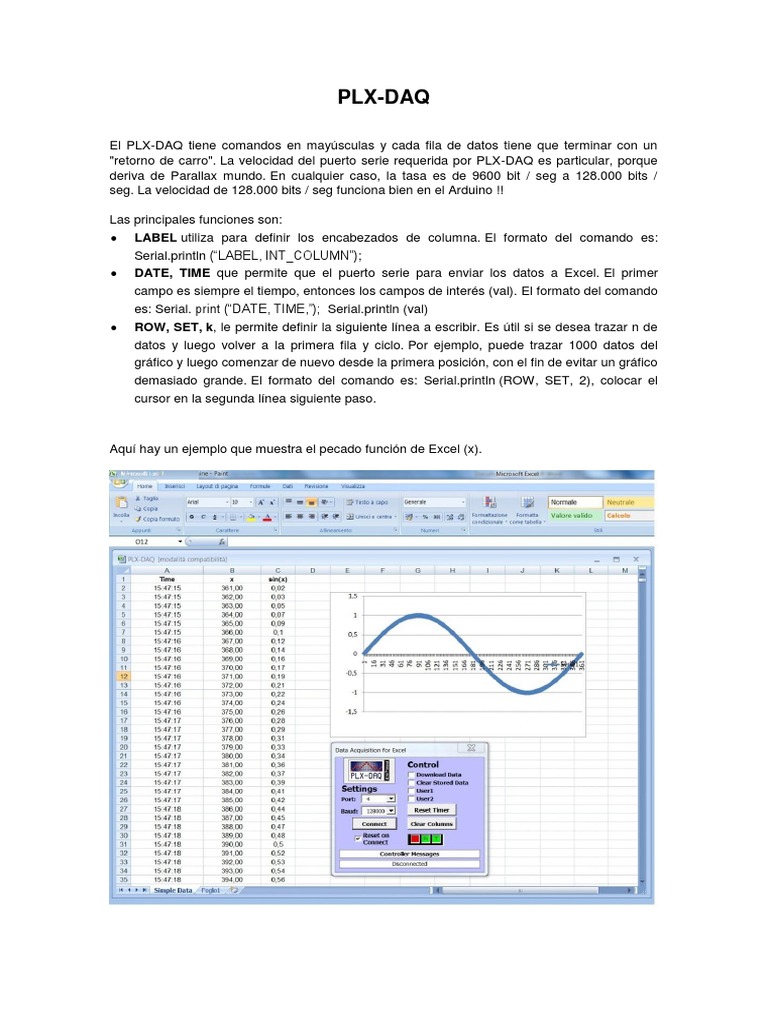 Adquisición de datos con Arduino y Microsoft Excel | PDF
