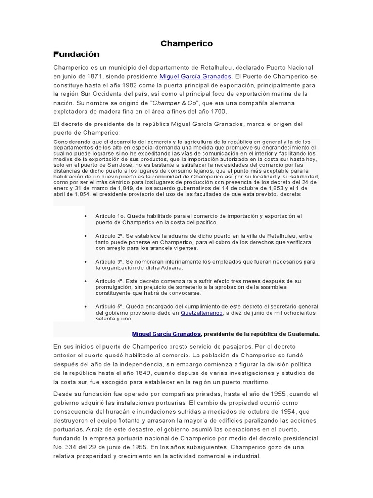 Champerico Historia | PDF | Política (general) | Gobierno