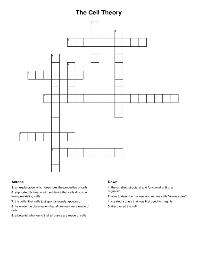 Cell Theory Crossword | PDF