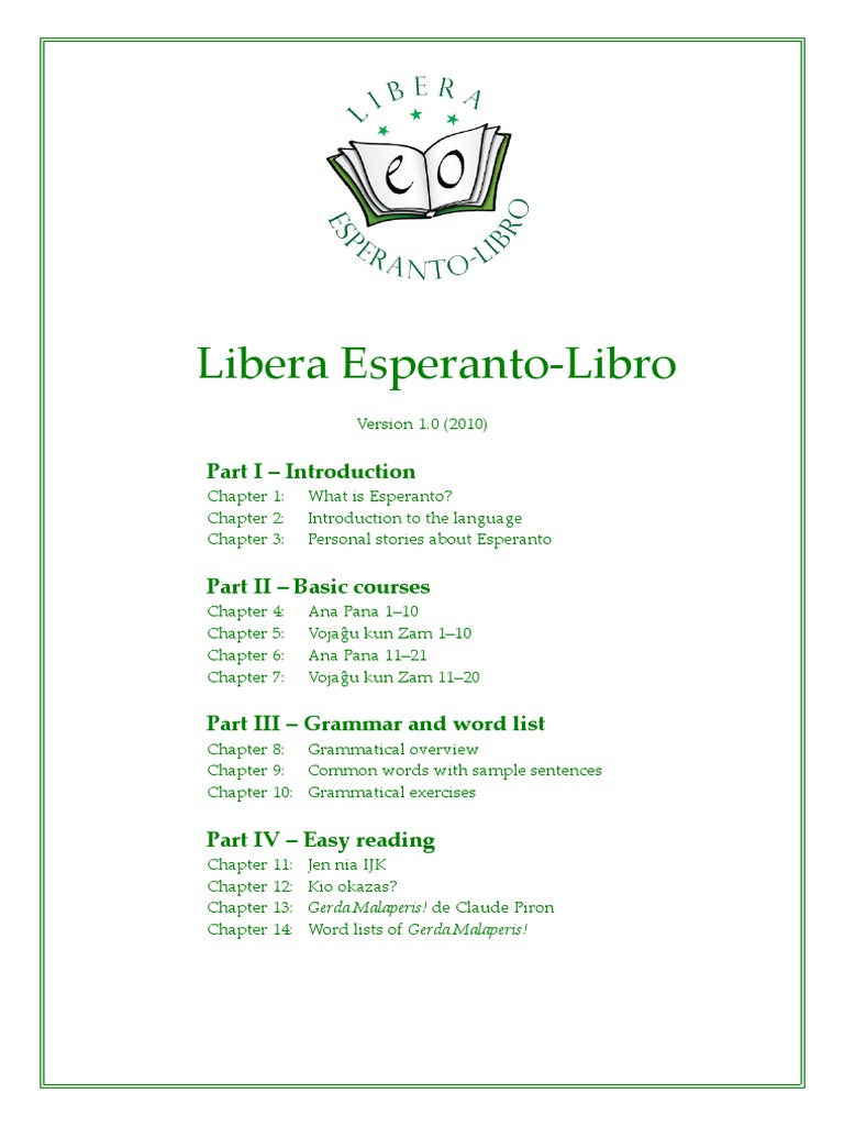 Free Esperanto Book Libera Esperanto Libro | PDF | First Language ...