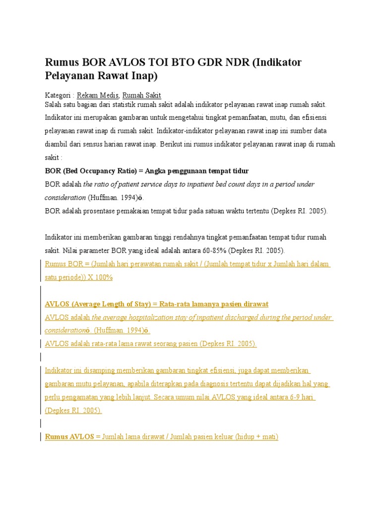 Rumus BOR AVLOS TOI BTO GDR NDR | PDF