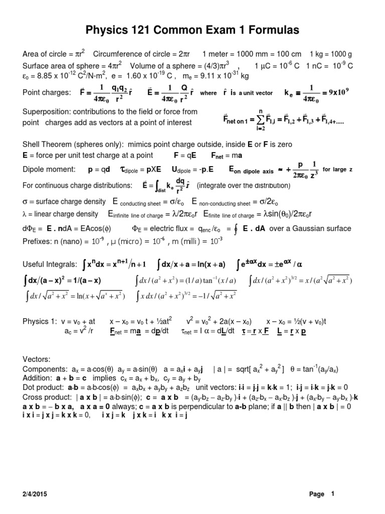 Formula Sheet | PDF