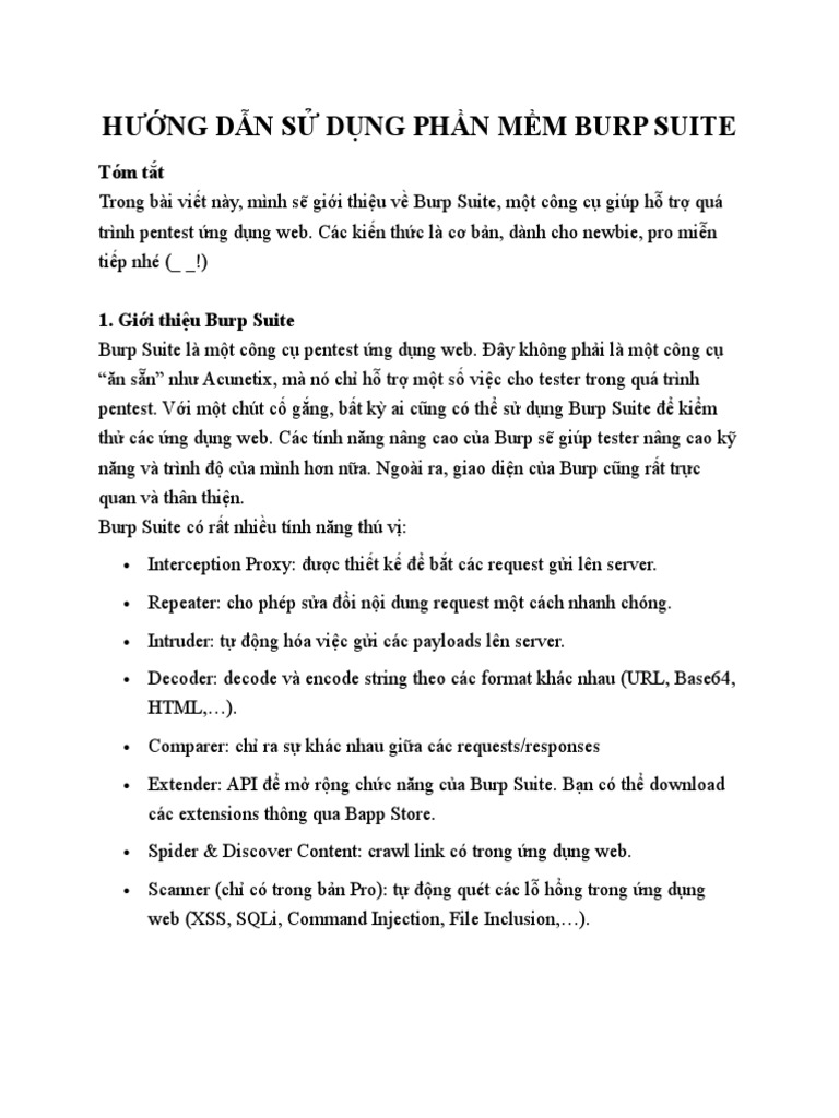 Huong Dan Su Dung Phan Mem Burp Suite | PDF