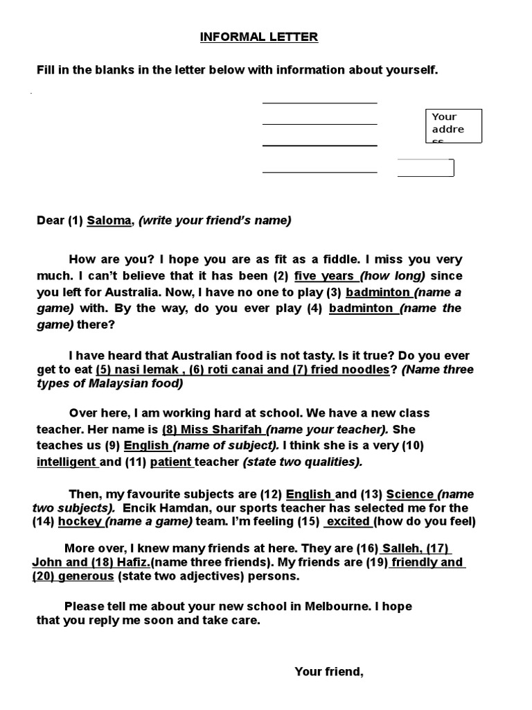 Informal Letter Writing
