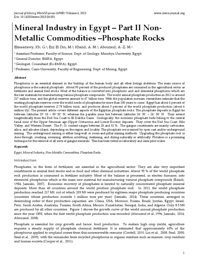 Mineral Industry in Egypt - Part II Non-Metallic Commodities ...
