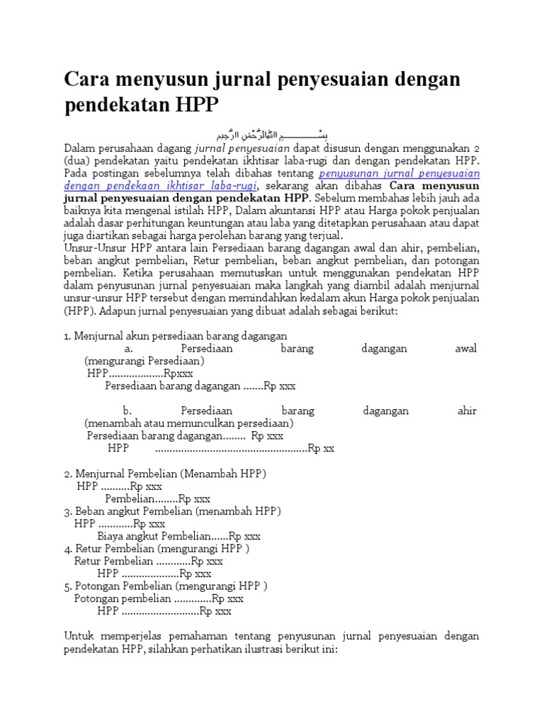 Akuntansi - Cara Menyusun Jurnal Penyesuaian Dengan Pendekatan HPP | PDF | Pengelolaan Keuangan ...