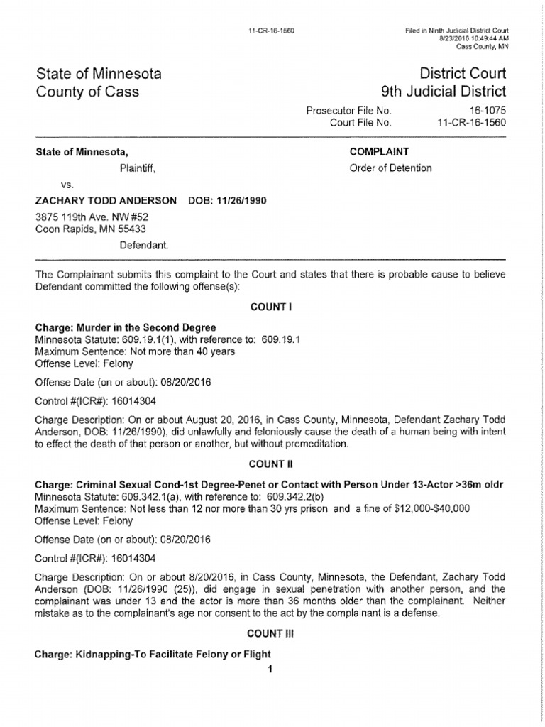 Zachary Todd Anderson Charges | PDF