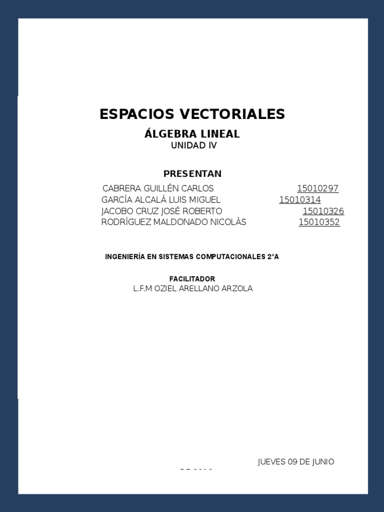Espacios Vectoriales | PDF | Espacio vectorial | Vector Euclidiano