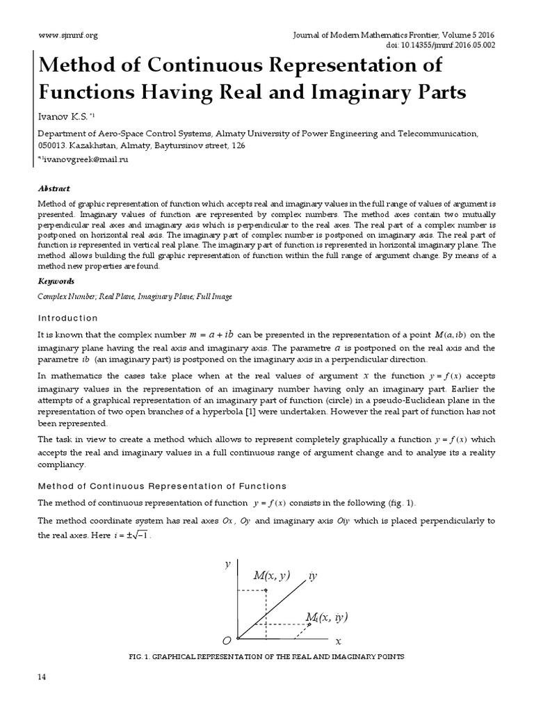 Method of Continuous Representation of Functions Having Real and ...