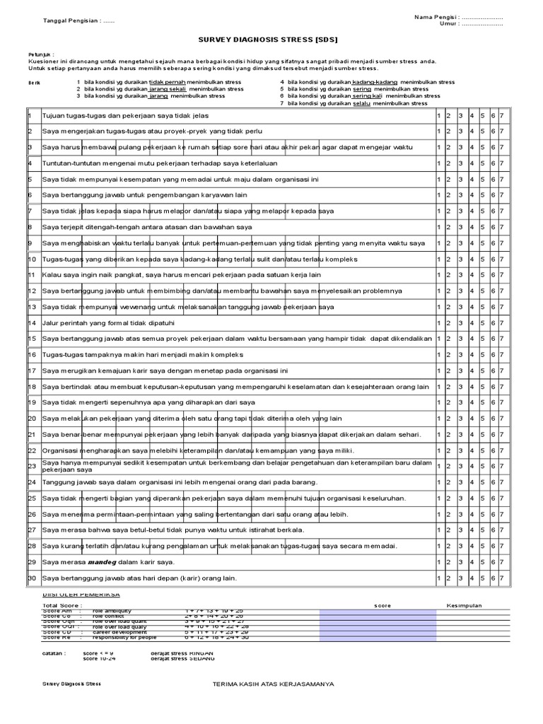 Survey Diagnosis Stress