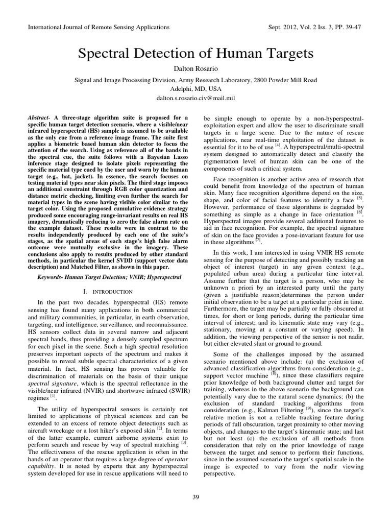 Spectral Detection of Human Targets | PDF | Infrared | Color