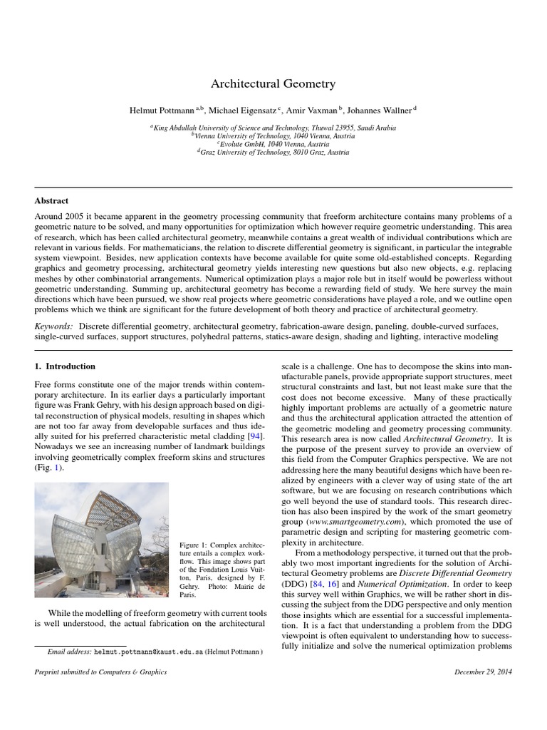 An Overview of Architectural Geometry: From Paneling and Support ...
