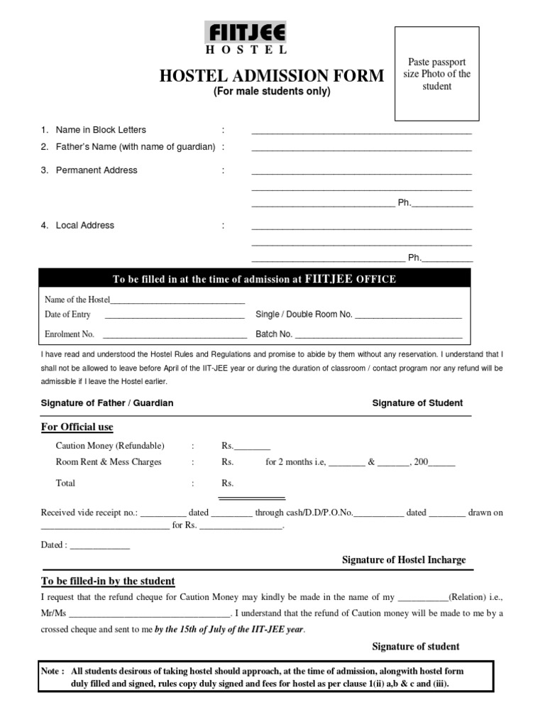 Hostel Adm Form | Arbitral Tribunal | Social Institutions