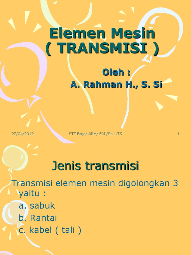 Elemen Mesin Sabuk Dan Rantai PDF | PDF