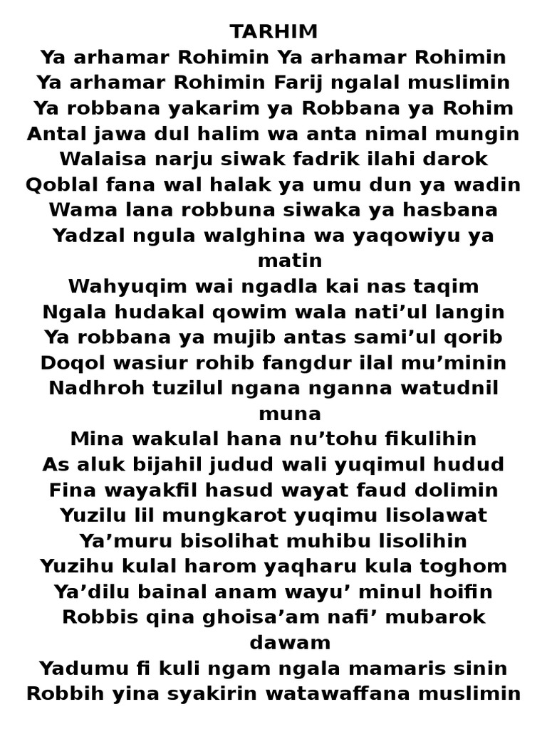 Sholawat Tarhim Subuh dan Doa | PDF