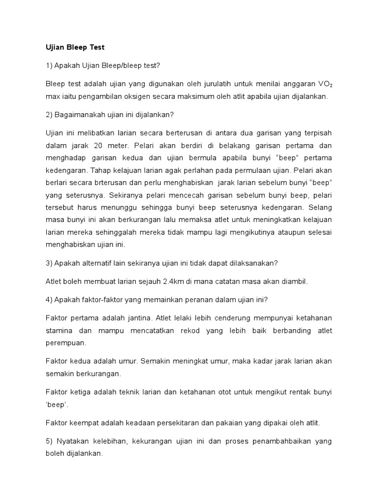 Prosedur Ujian Bleep-Test | PDF