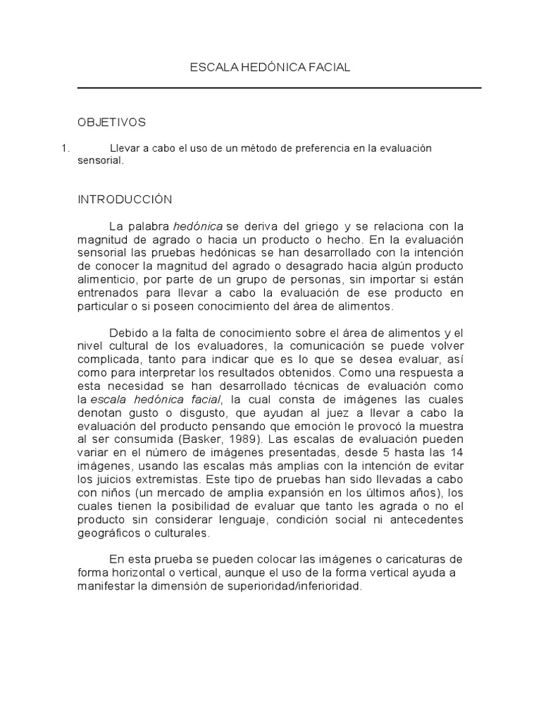 Escala Hedonica Facial | PDF | Producto (Negocio) | Conocimiento