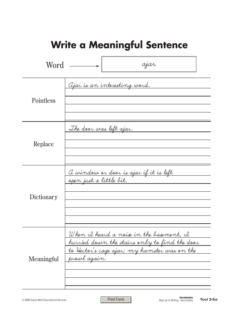 Write A Meaningful Sentence | PDF
