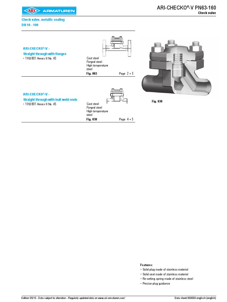 Ari Checko v Pn63 - 160 | Valve | Engineering Tolerance