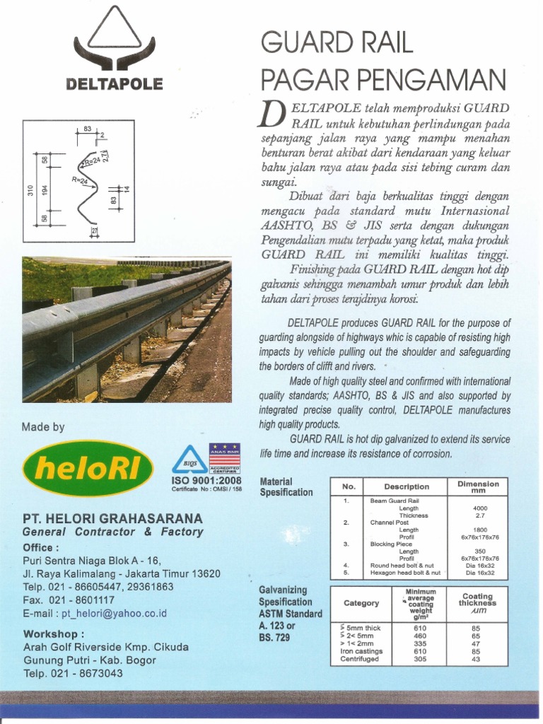 GUARD RAIL and PAGAR PENGAMAN Material Spesification | PDF