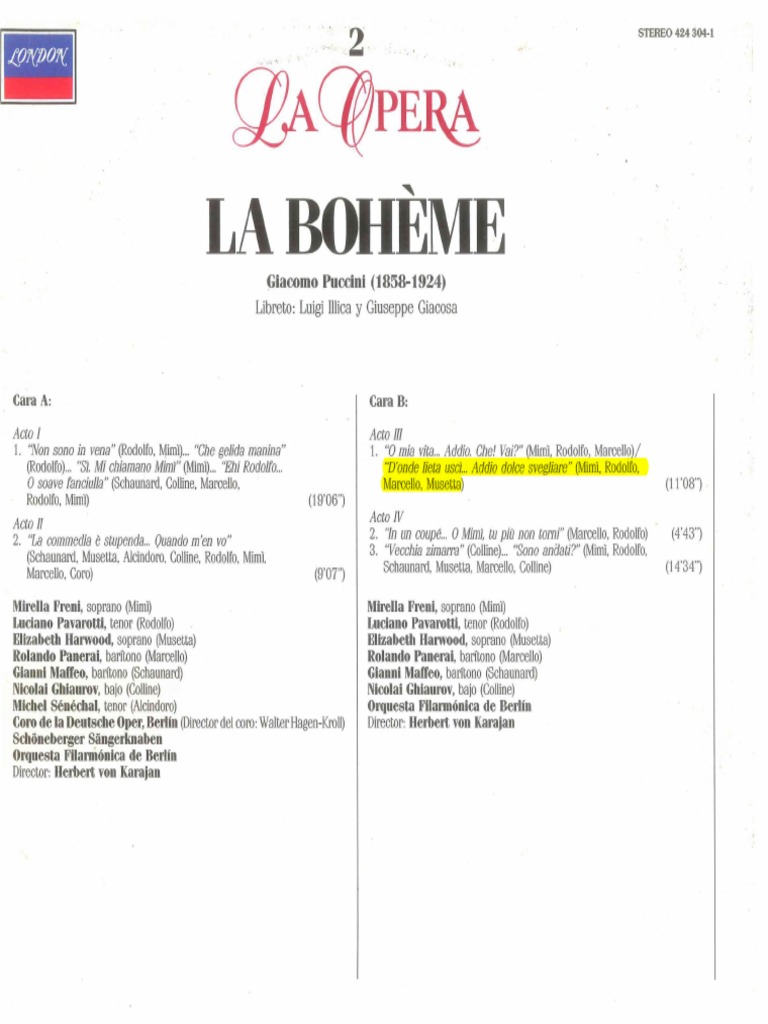 Textos Opera Romantica Italiana Verismo | PDF | La Boheme | Ópera