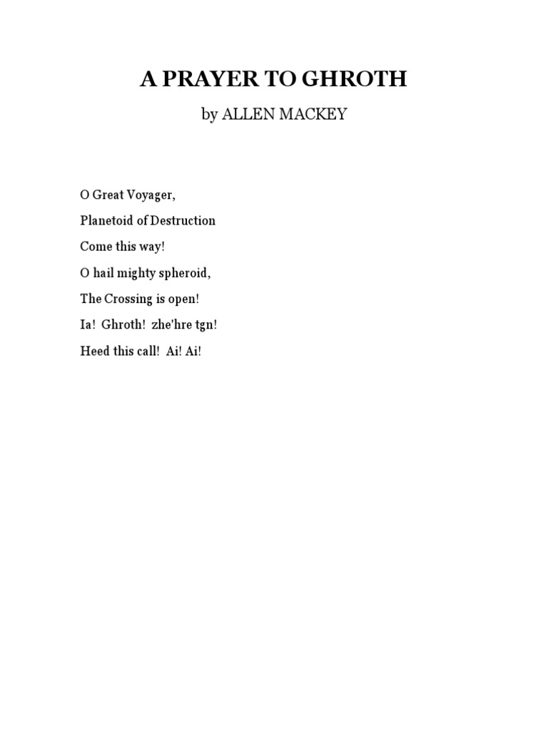 A Prayer To Ghroth by Allen Mackey | PDF