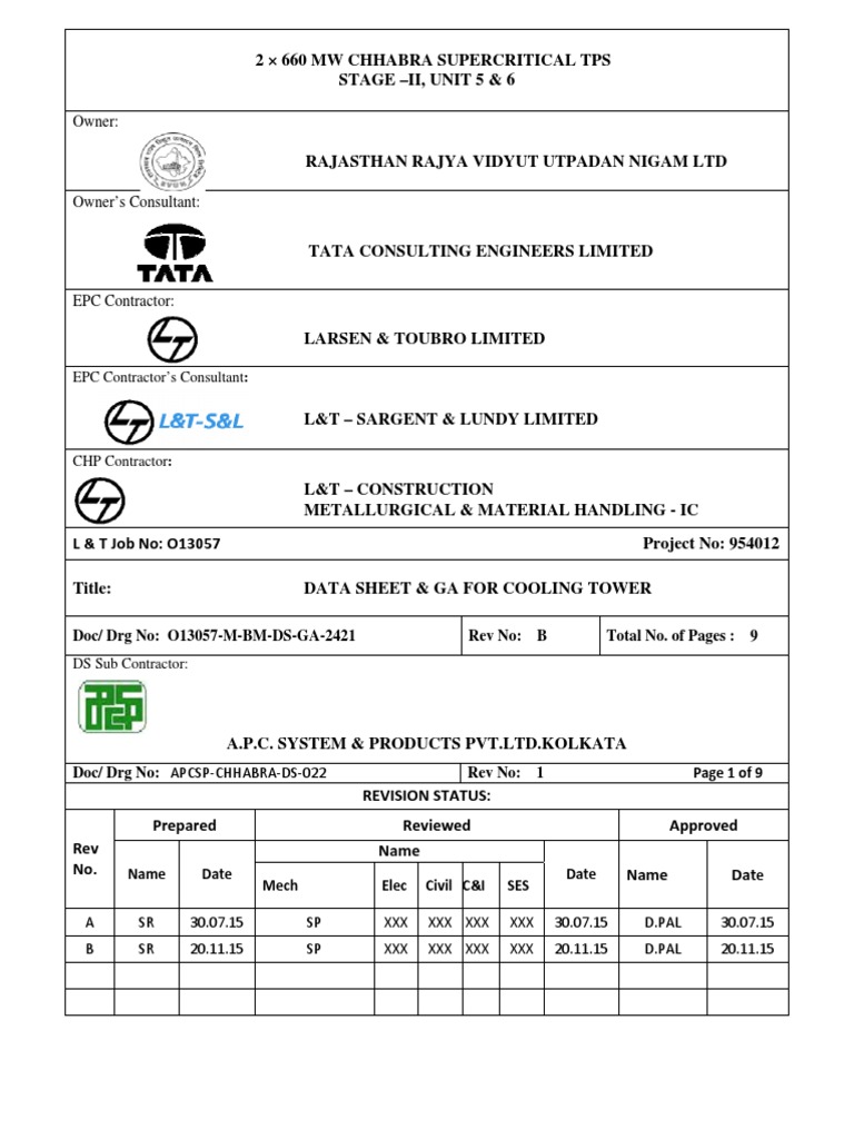 Ga & Data sheet of Cooling Tower_03.02.16.pdf | Pipe (Fluid Conveyance ...