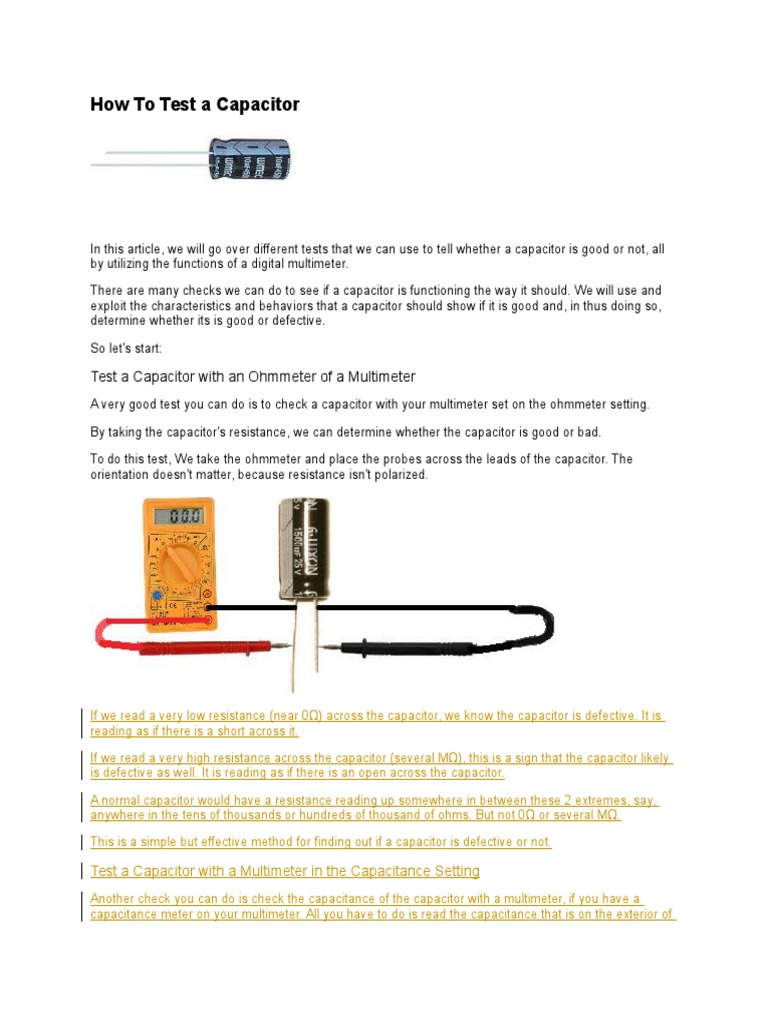 How To Test A Capacitor | PDF | Capacitor | Voltage