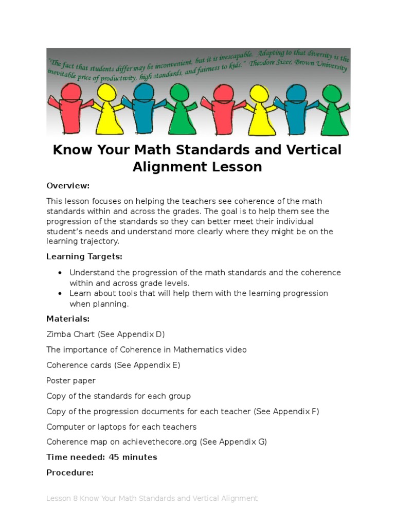 Lesson 8 Know Your Math Standards and Vertical Alignment | PDF ...