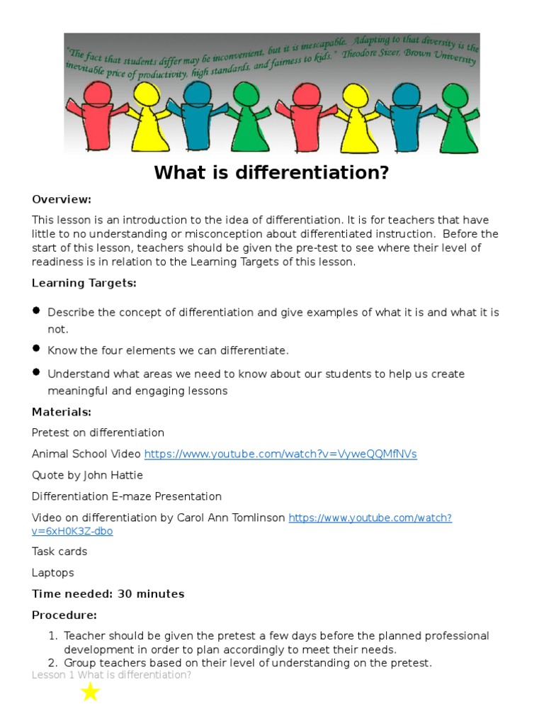 Lesson 1 What Is Differentiation | PDF | Differentiated Instruction ...