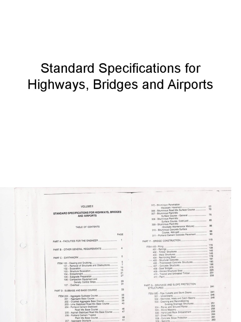 Standard Specifications For Highways Bridges and Airports | PDF