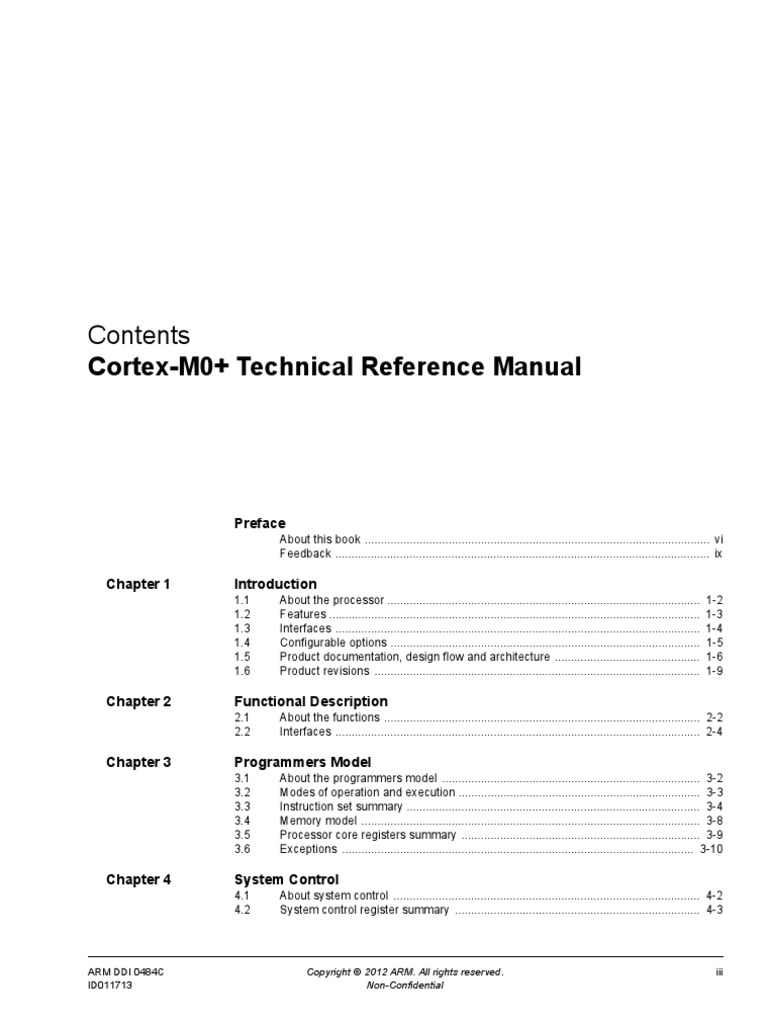 Cortex-M0+ Technical Reference Manual: Preface | PDF