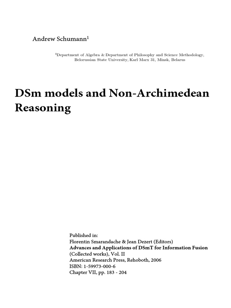 DSM Models and Non-Archimedean Reasoning | PDF | Measure (Mathematics ... DSM Models and Non-Archimedean Reasoning | PDF | Measure (Mathematics ...