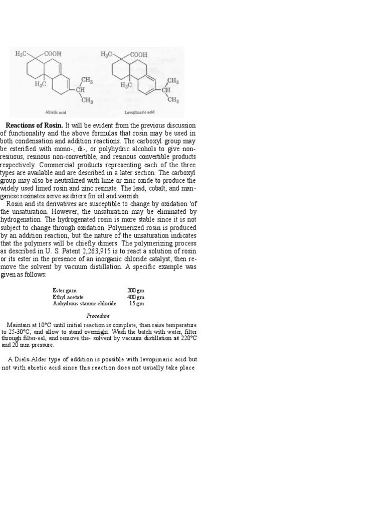 Rosin Reactions and Applications | PDF | Cooking, Food & Wine | Science ...