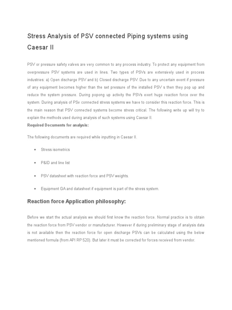 PSV Connection in Caesar II | PDF | Valve | Chemical Reactions