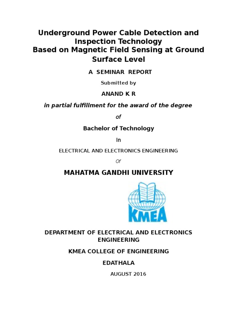 Report of Seminar On Underground Cable Detection Technology | PDF ...