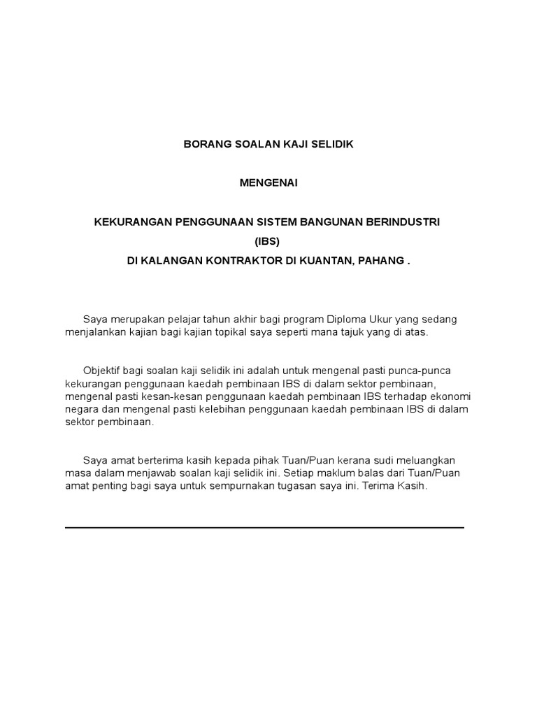 Borang Kaji Soal Selidik | PDF