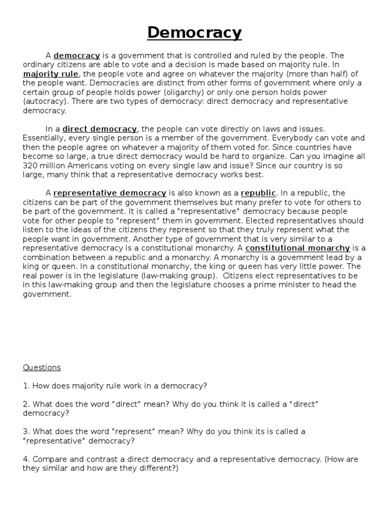 Types of Government: Democracy & Autocracy | PDF | Monarchy | Dictatorship