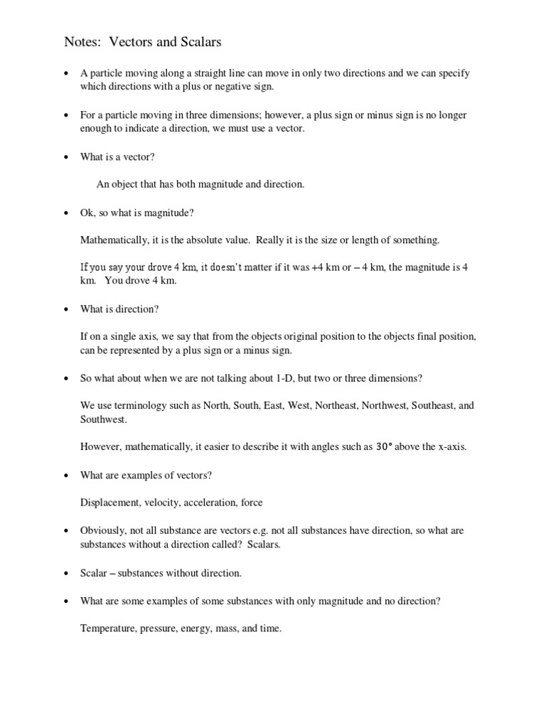 Notes 1.4 - Vectors and Scalars | PDF | Euclidean Vector | Vector Space